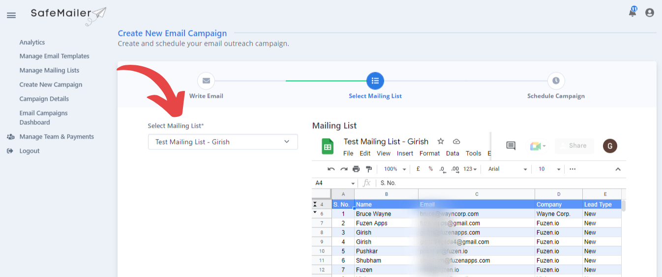 Create a new email campaign - SafeMailer